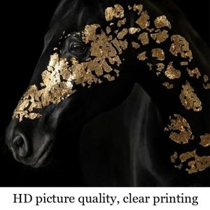 Elegant Black and Gold Horse Artwork: Refined Canvas Poster - Extra ...