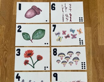 Nature Theme Number Cards - Etsy