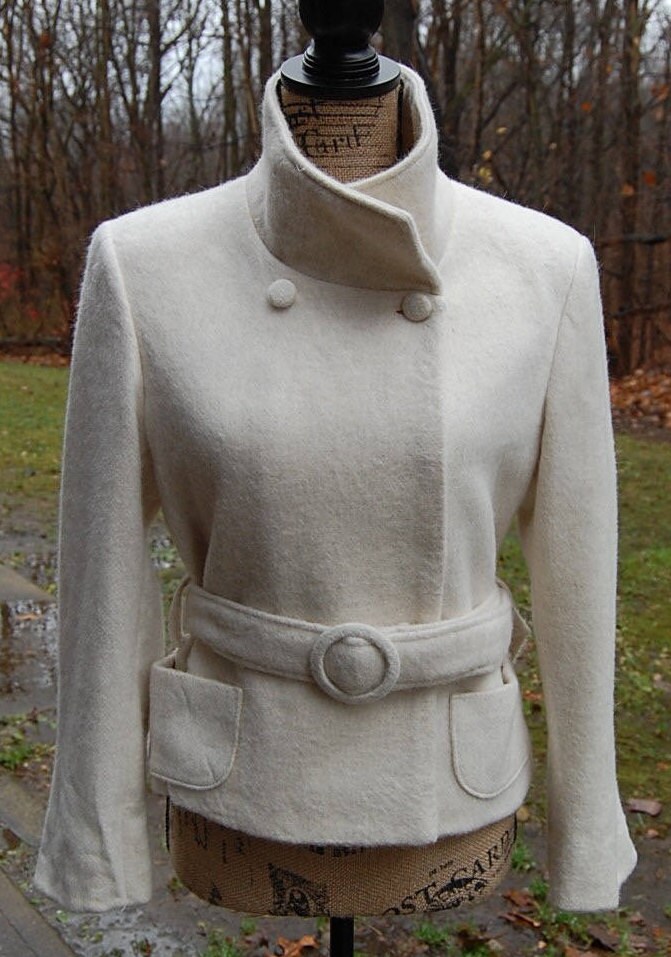 White Winter Coat Formal Wear Short-waisted Wool Coat With - Etsy