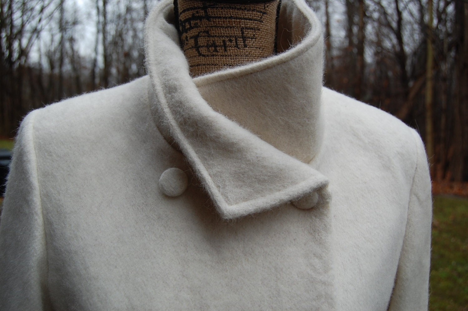 White Winter Coat | Formal Wear | Short-waisted Wool Coat With Stand ...