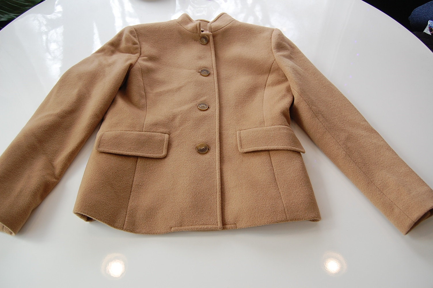 Women's XS Beige Wool Jacket With Neru Collar Fitted - Etsy