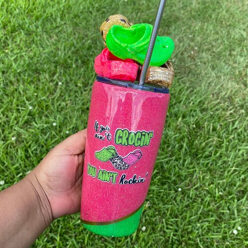 Neon Tie Dye Crocs Tumbler With Optional Crocs Lid Topper - Etsy