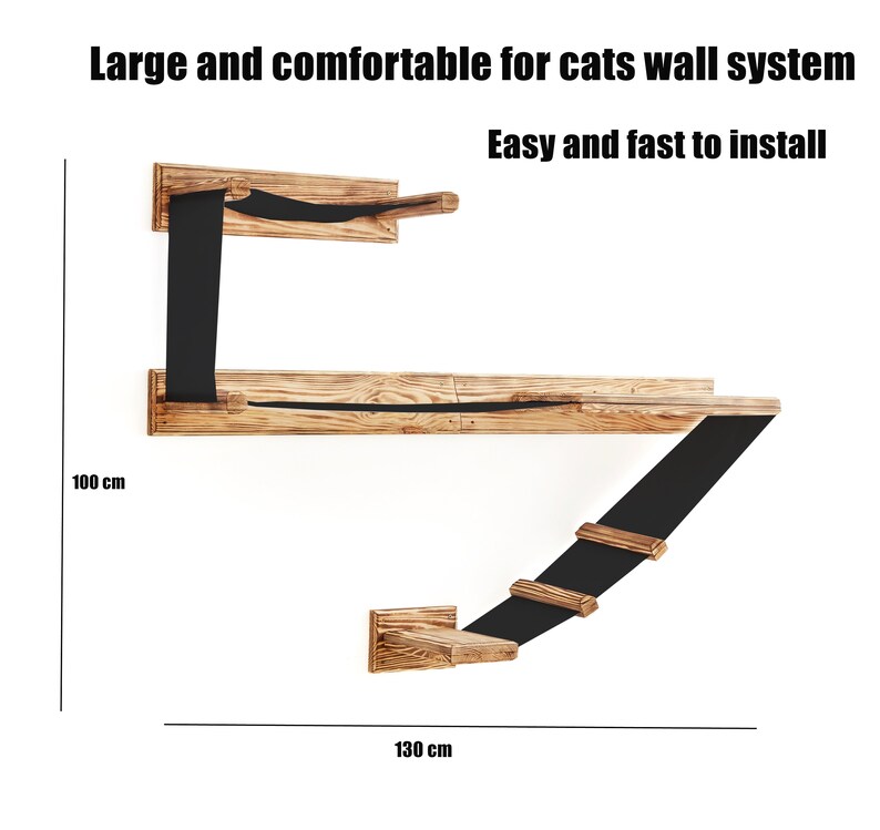 Large Wall Mounted Cat Shelf Play Platform With Bed Solid Etsy Uk