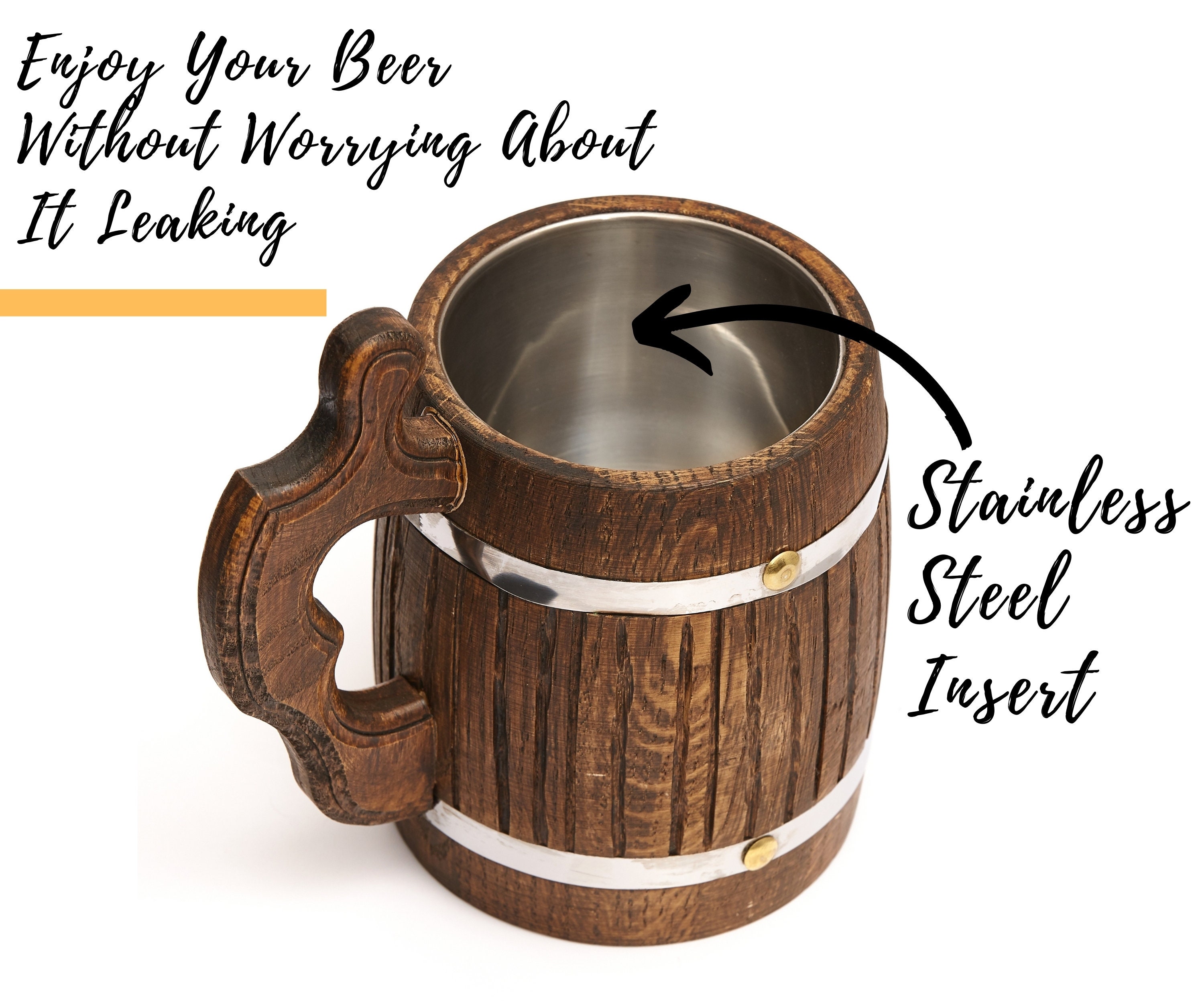 Premium Handmade Wooden Beer Stein Oak Wood Pint Beer | Etsy