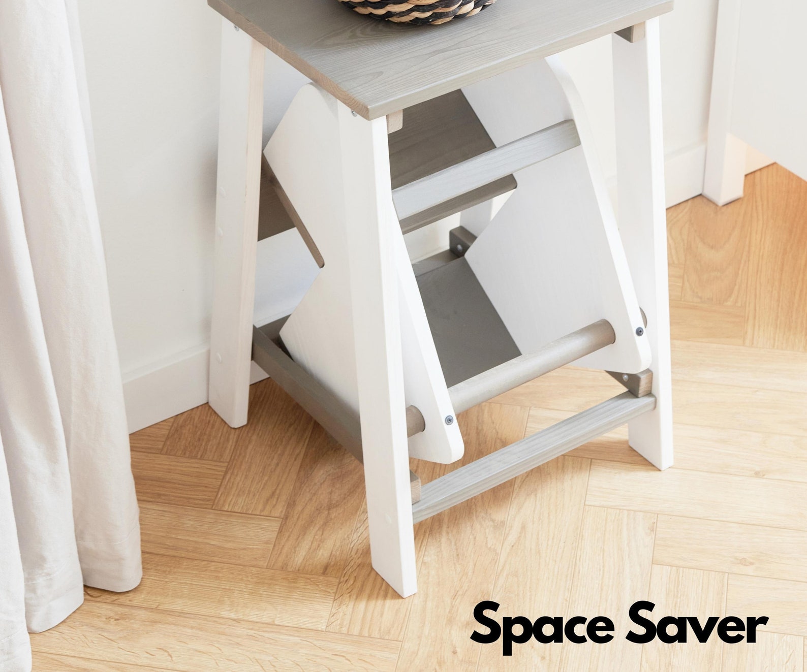 3 Step Folding Wooden High Stool 60cm 23.6'' - Etsy UK