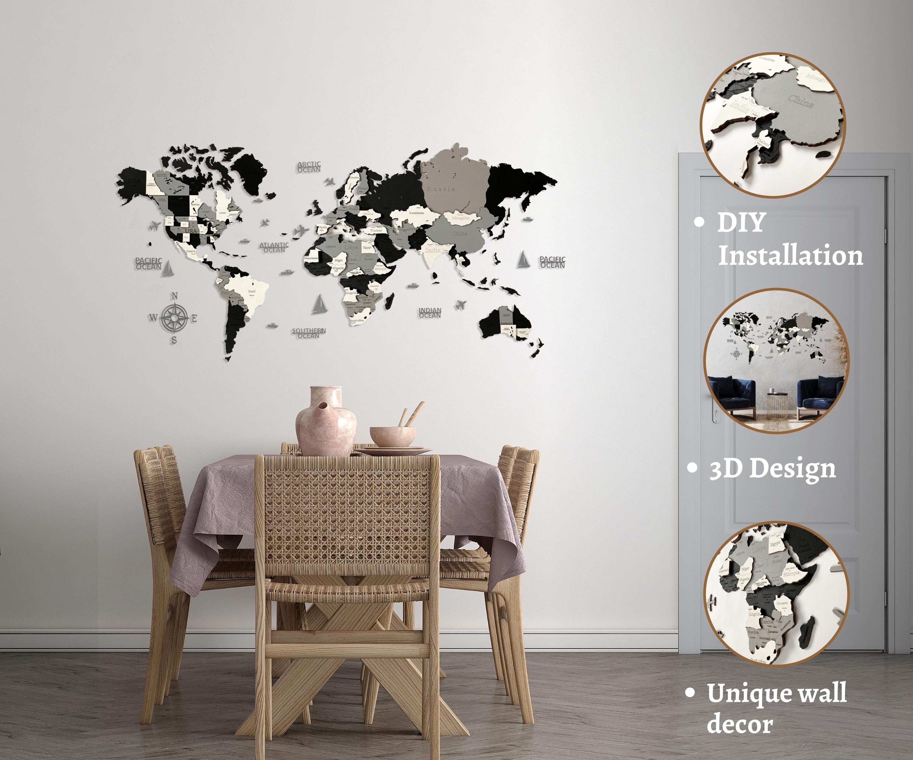 Large Wooden 3D World Travel Map Family Gift Anniversary | Etsy UK