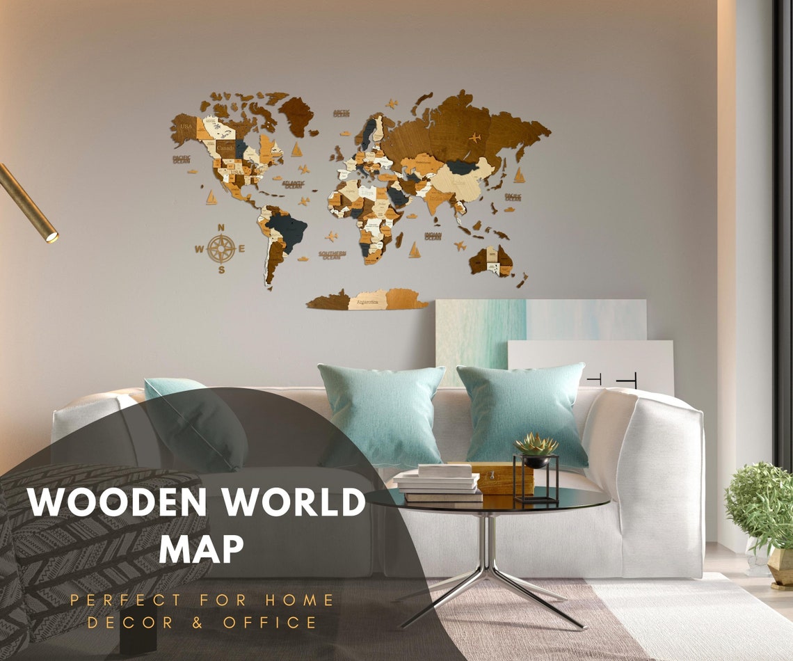 Large Wooden 3D World Travel Map Family Gift Anniversary - Etsy UK