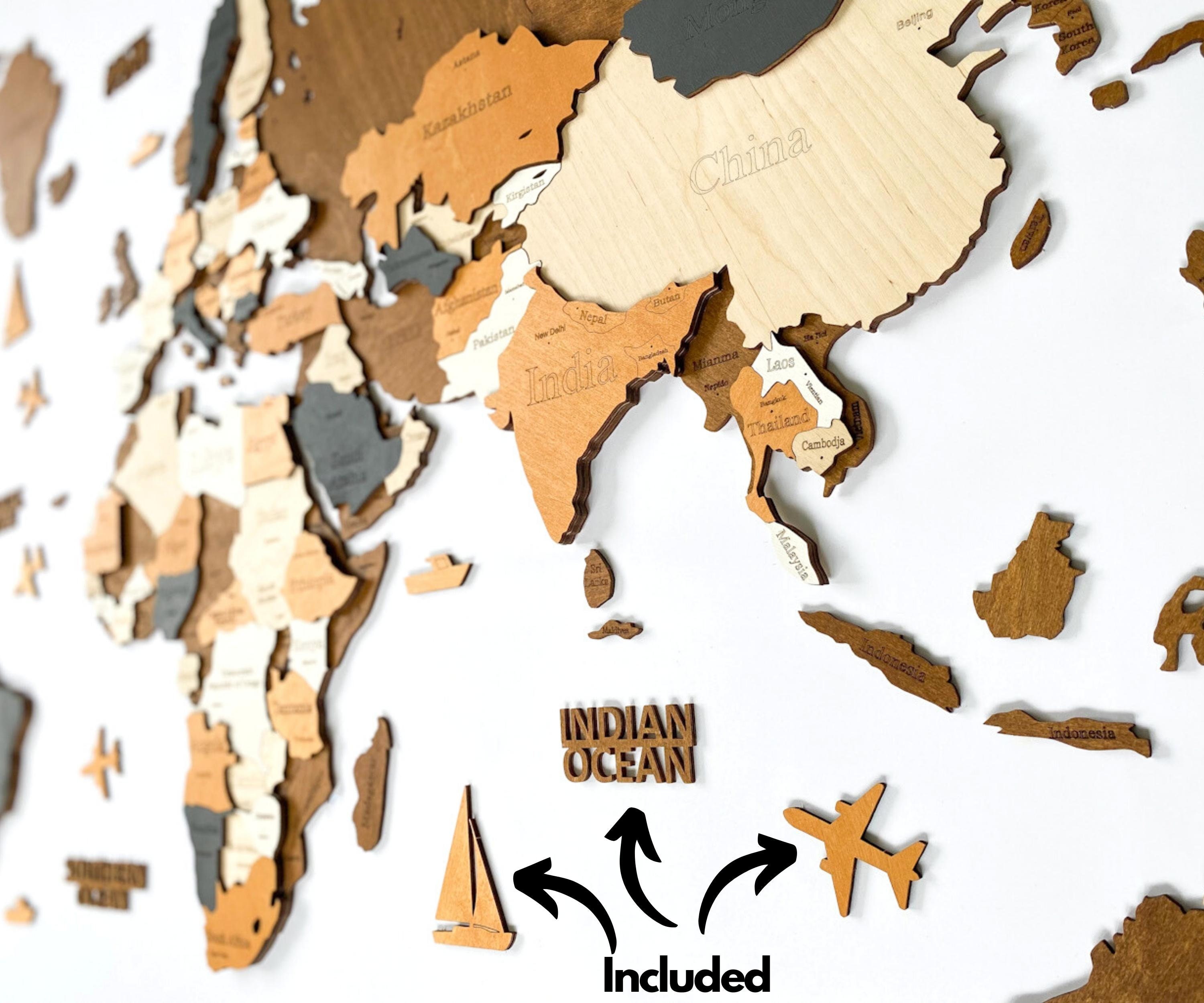 Large Wooden 3D World Travel Map Family Gift Anniversary - Etsy UK