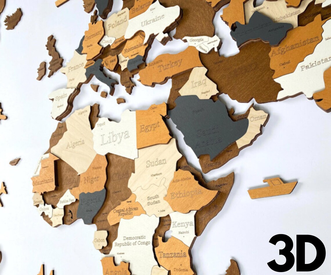 Large Wooden 3D World Travel Map Family Gift Anniversary - Etsy UK
