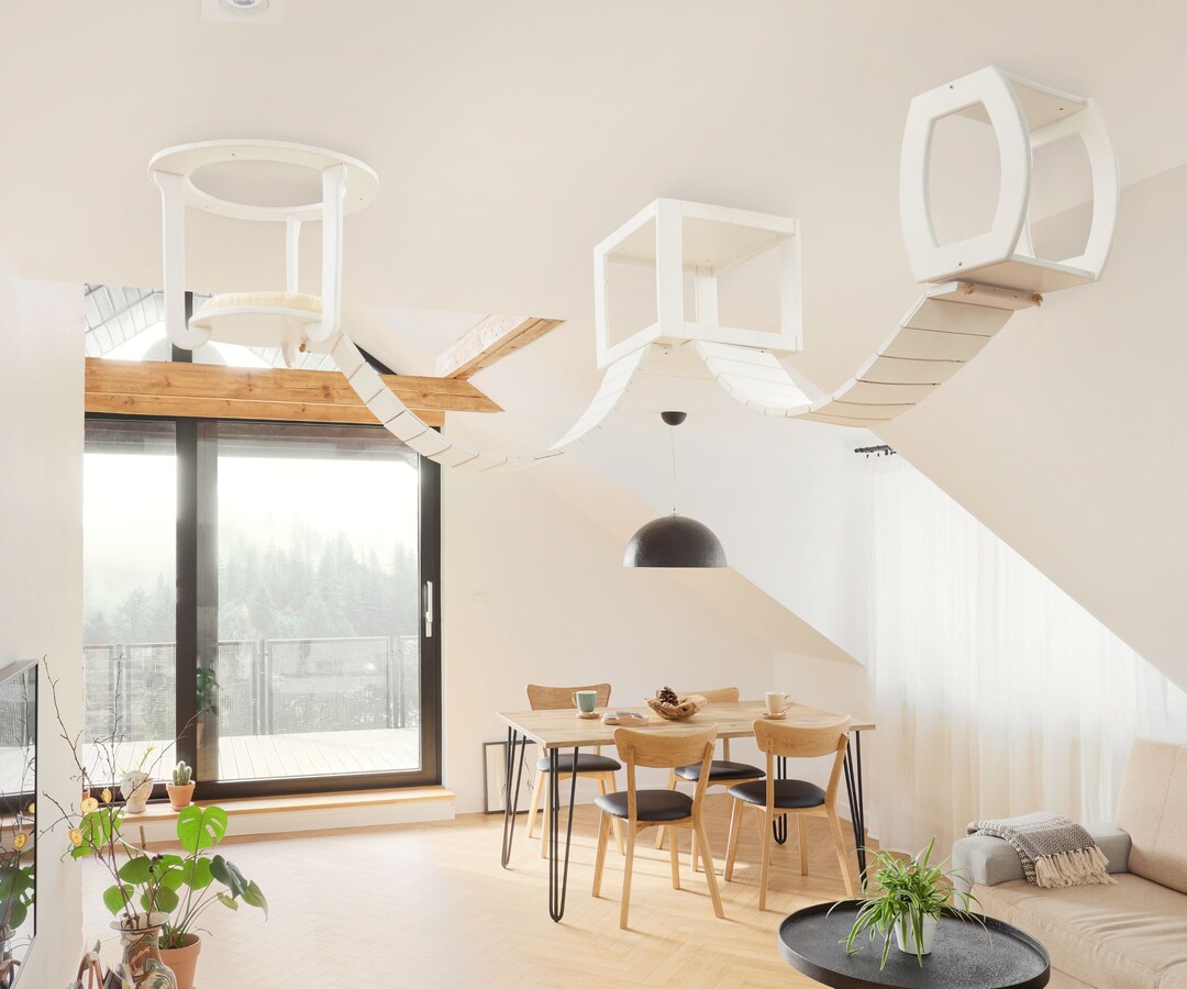 Universal Wood Ceiling Cat Furniture With Connector Cat Tower Shelves ...
