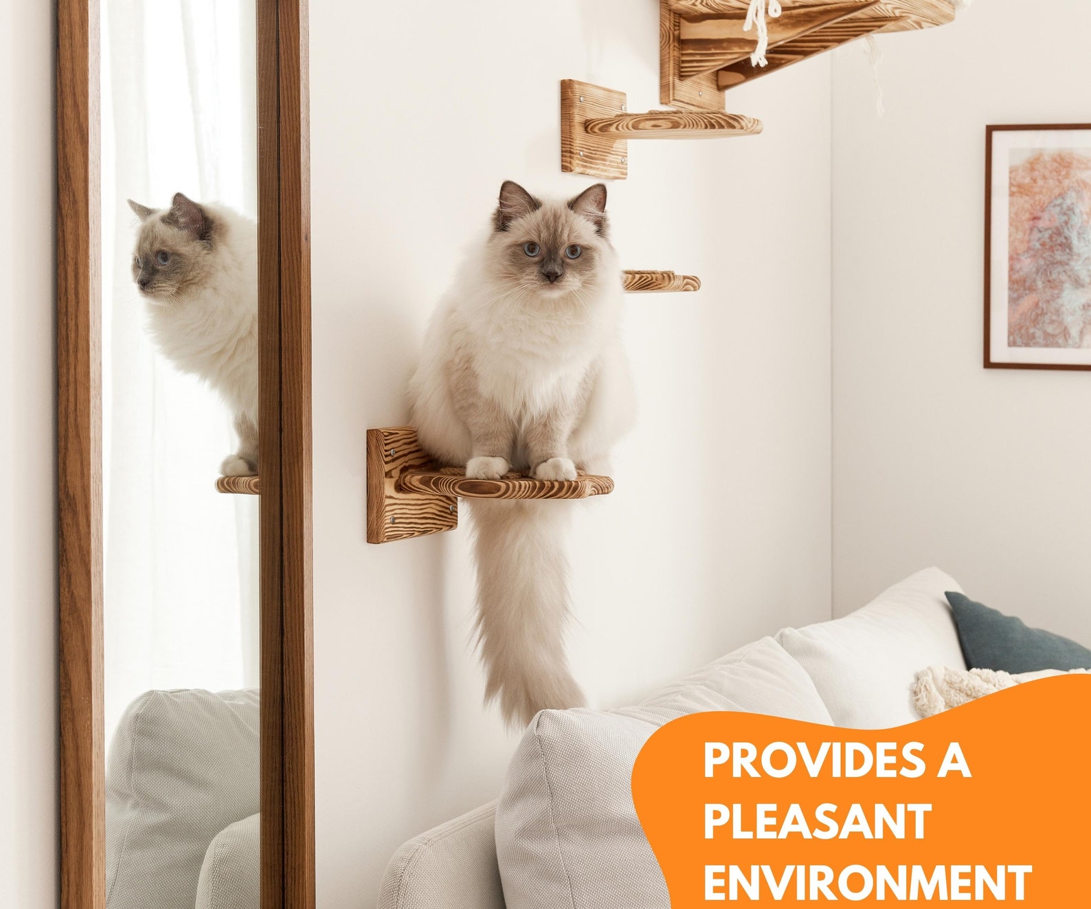 Large Wall Mounted Floating Cat Perch Bed With Pillow and Paw - Etsy