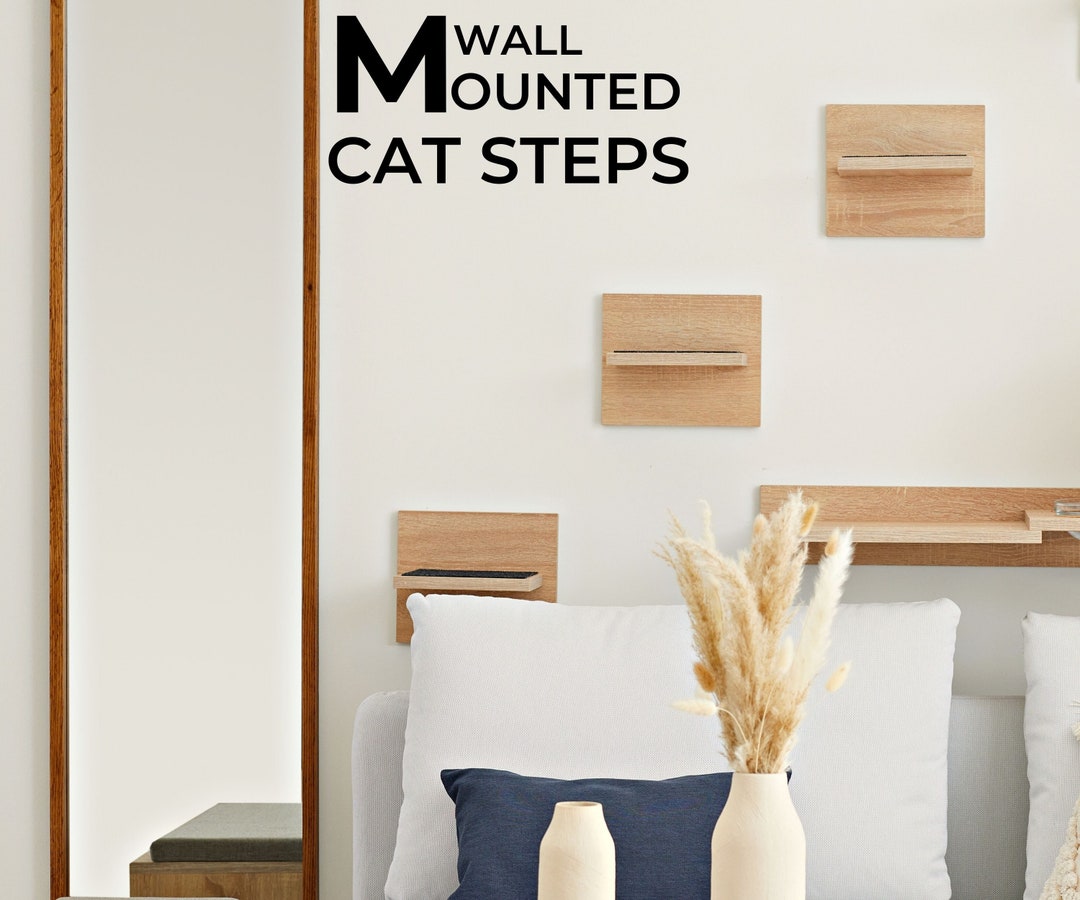 Wall Mounted Cat Steps Set, Square Cat Wall Shelves and Steps, Modern ...