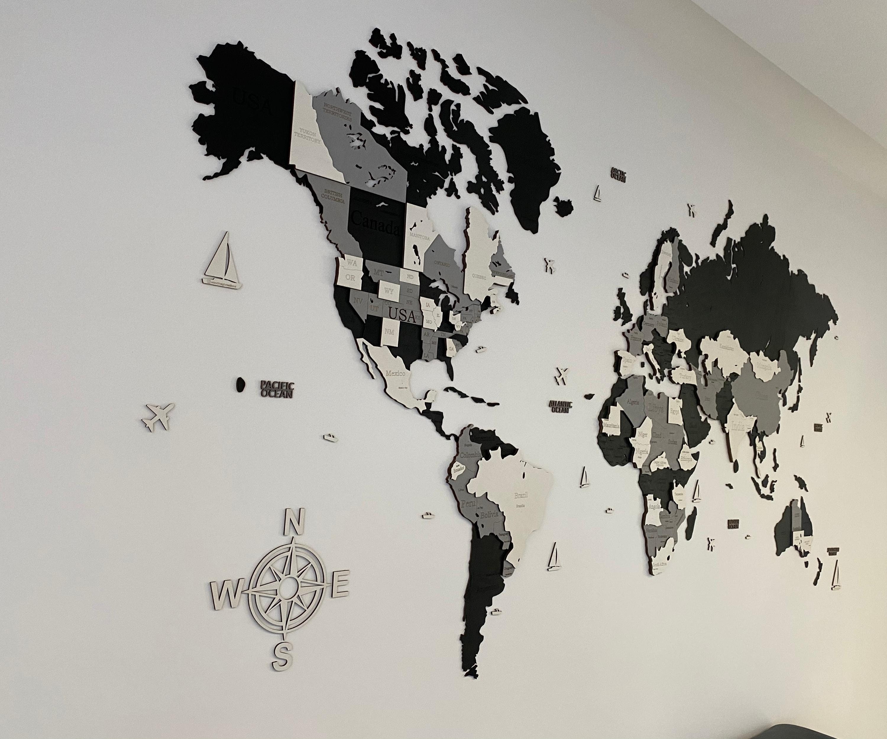 Large Wooden 3D World Travel Map Family Gift Anniversary | Etsy UK