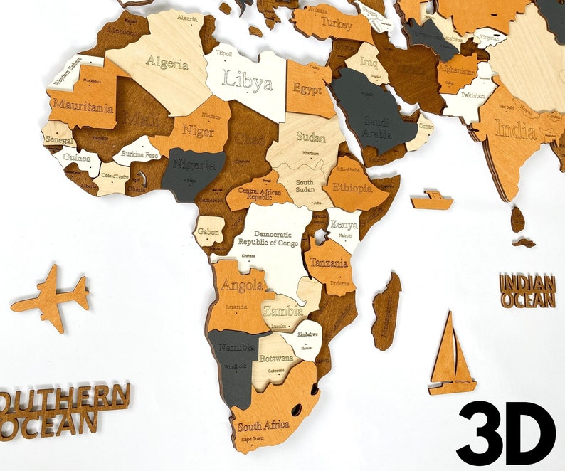 Large Wooden 3D World Travel Map Family Gift Anniversary - Etsy UK