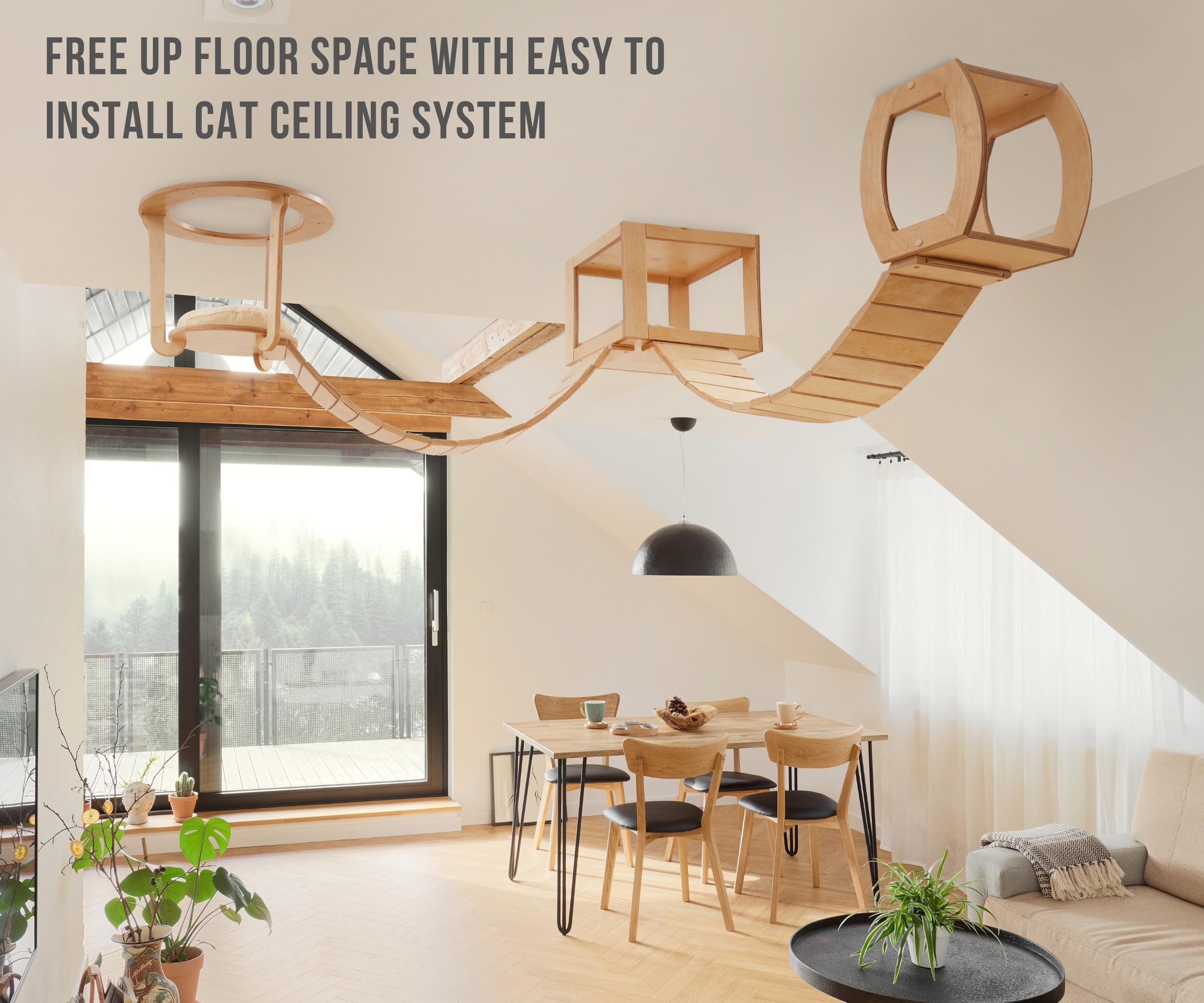 Cat Ceiling Mounted Walkway Furniture With Modular Shelf And Etsy
