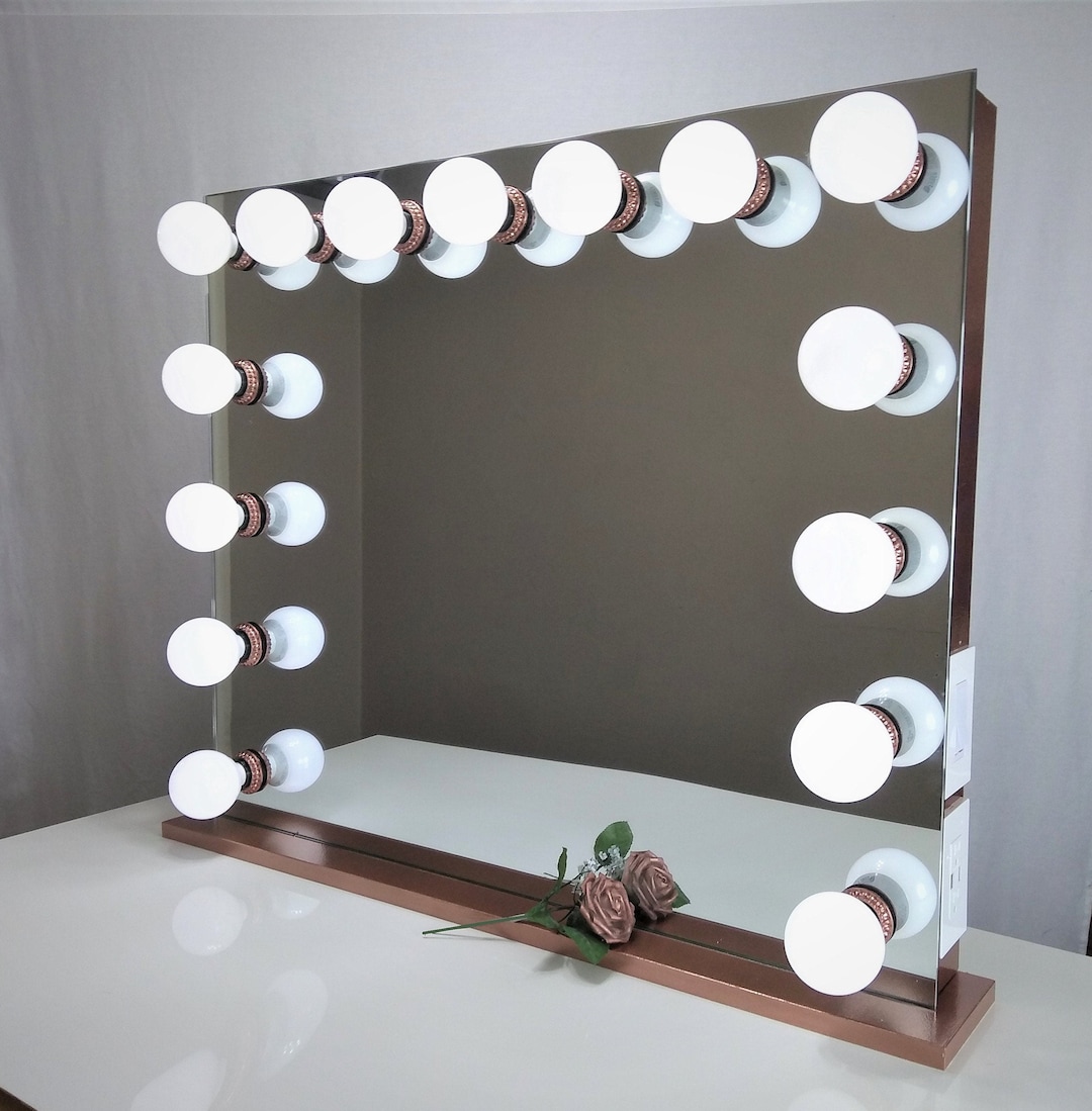Rose Gold Xlarge Frameless Mirror W/ 15 Dimmable Lights 36X30 - Etsy