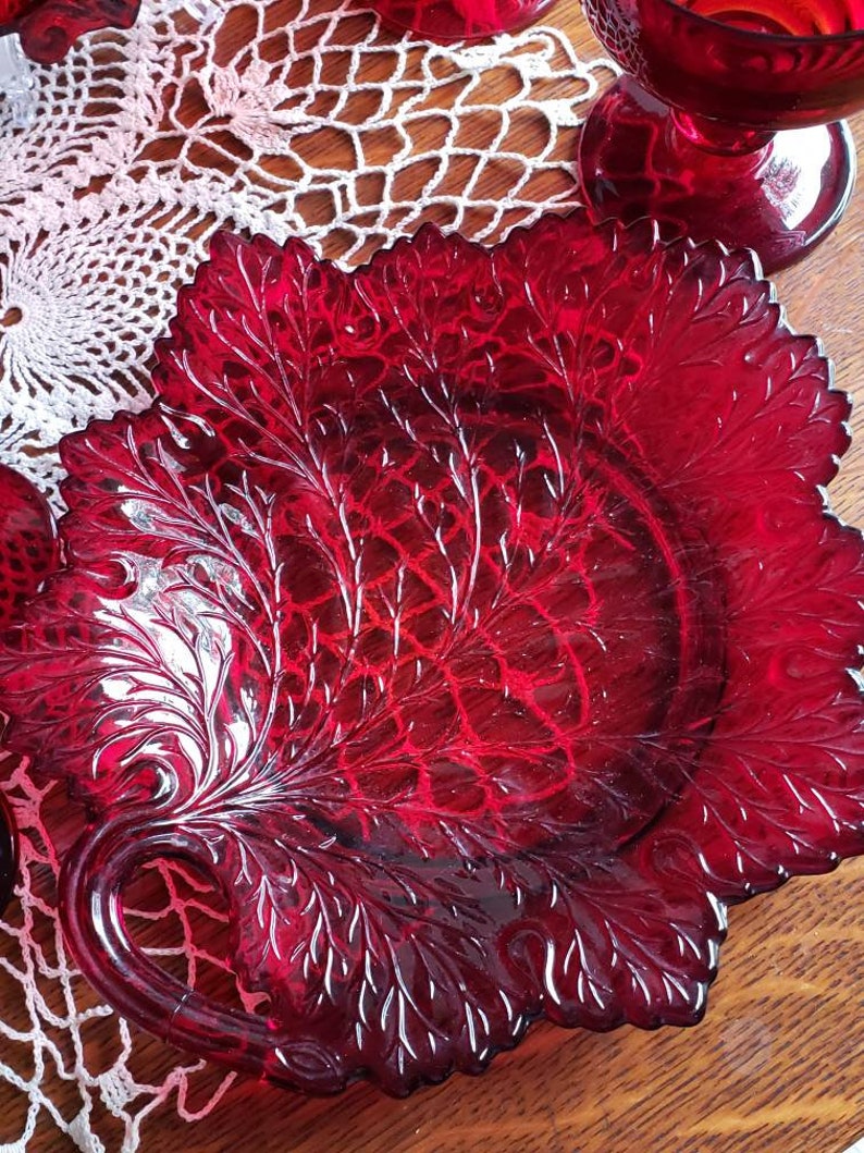 Dinning Set Royal Ruby Red Anchor Hocking Glassware Ftd. | Etsy