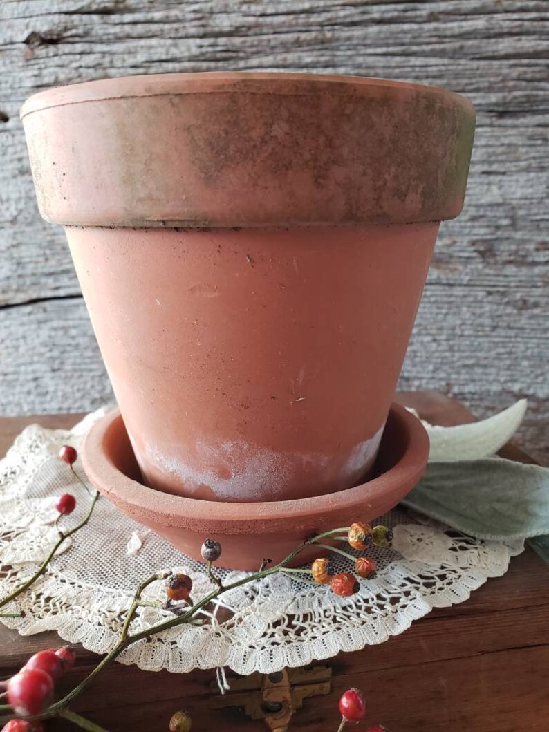Vintage Clay Flower Pot Terracotta Pot Natural Patina | Etsy