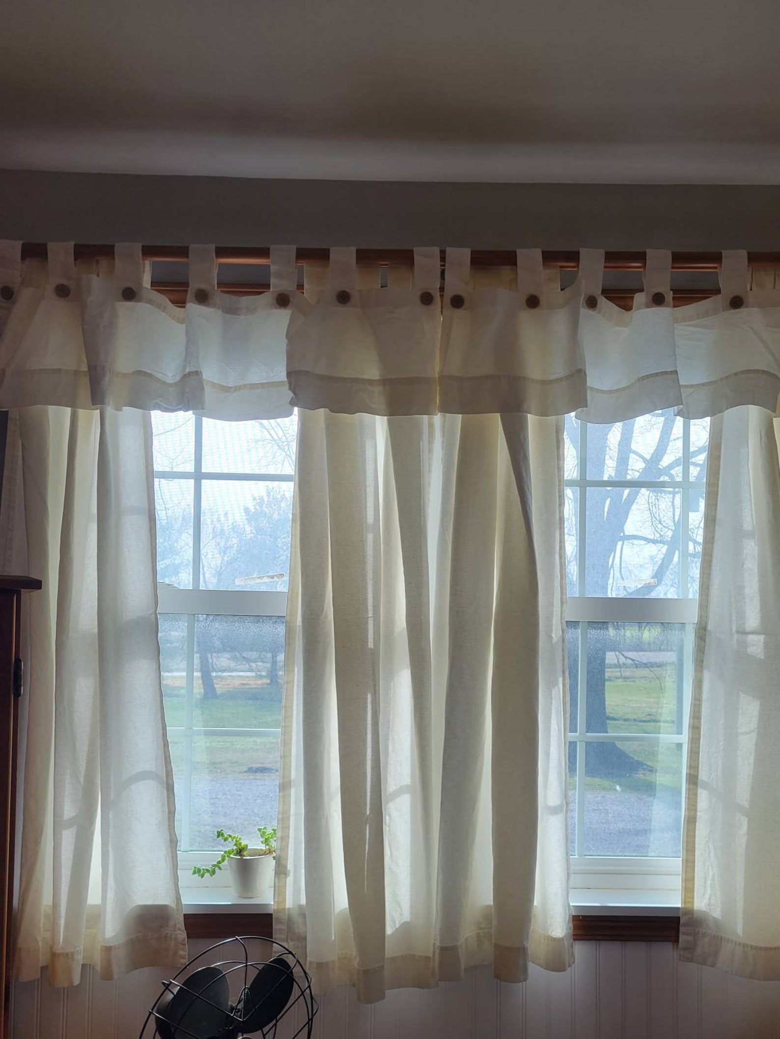 Tab Top Curtain Panals Valance Tab Top Ivory Cotton Curtain - Etsy