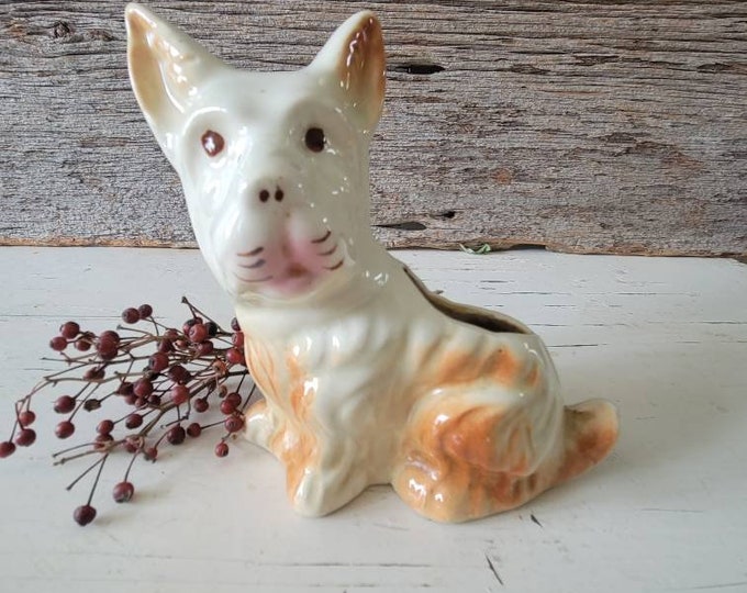 Vintage Dog Planter Vintage Ceramic Terrier Dog Planter Dog Flower Pot ...