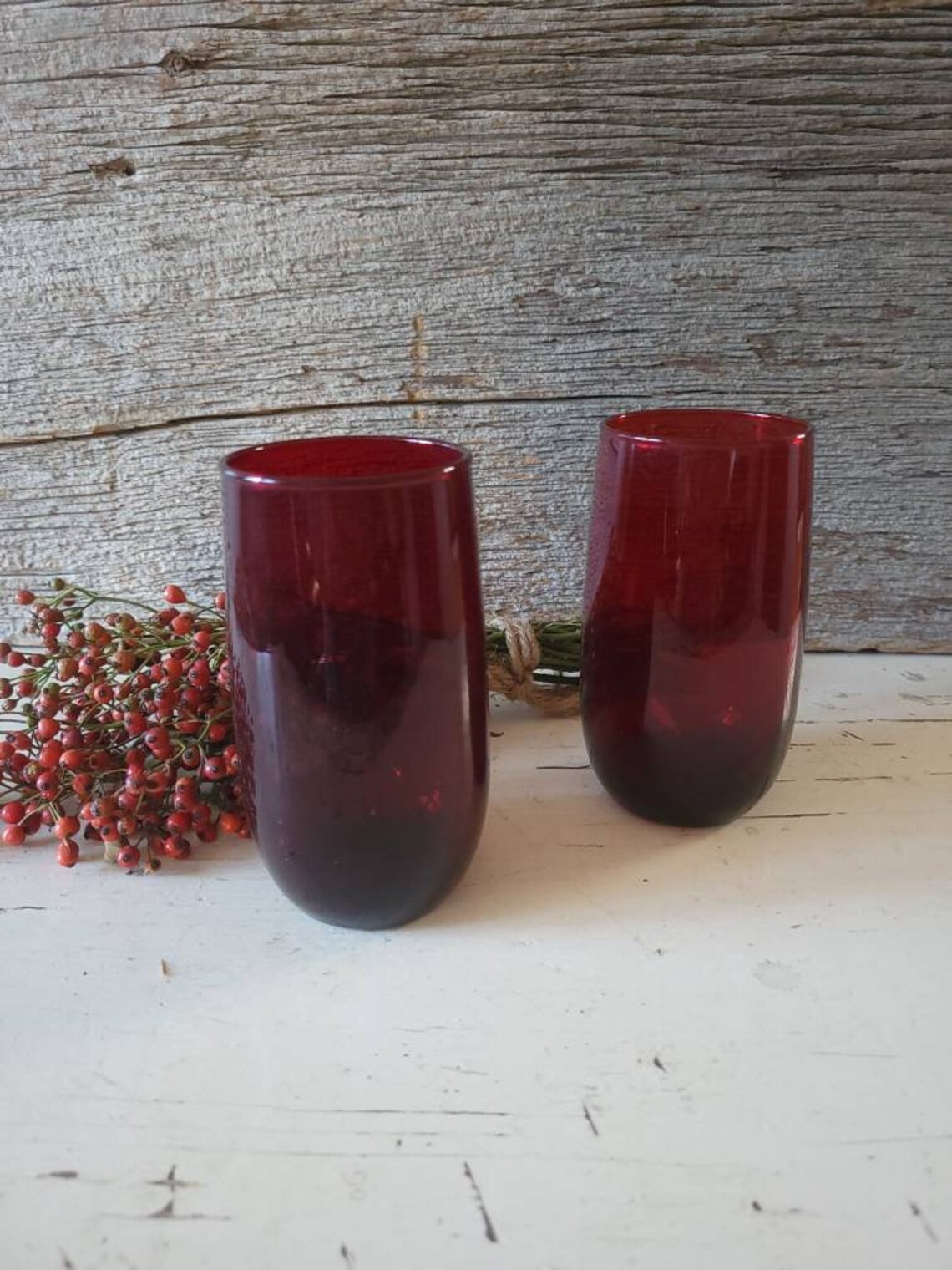 Vintage Royal Ruby Red Tumblers Vintage Red Water Glasses - Etsy