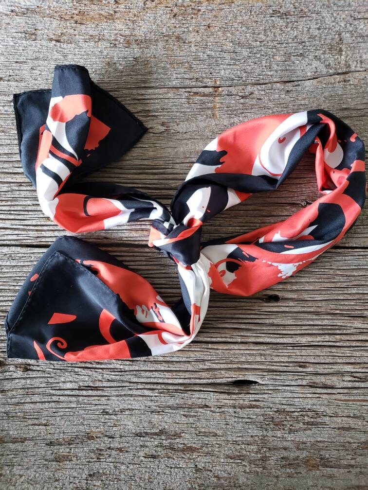 Vintage Mod Scarf Head Scarf Neck Scarf Retro Scarf Silky - Etsy