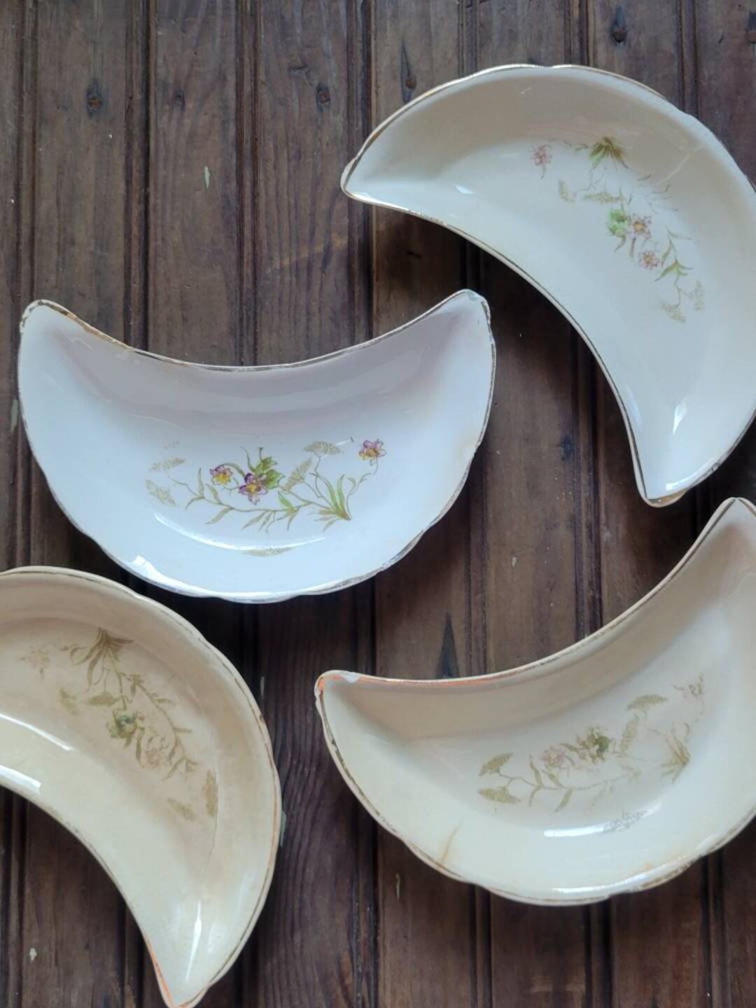 Antique White Ironstone Bone Dishes | Ironstone Cresent Dish | Floral ...