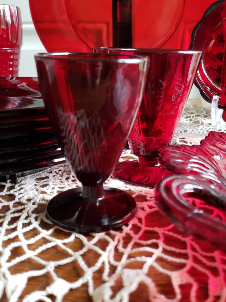 Dinning Set Royal Ruby Red Anchor Hocking Glassware Ftd. | Etsy