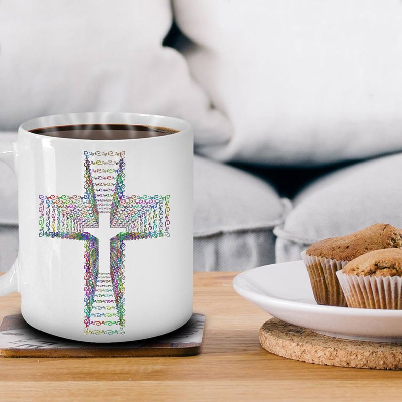 Beautiful Jewel-toned CROSS Coffee Mug, Mug, Mugs, Coffee Cups, Cool ...