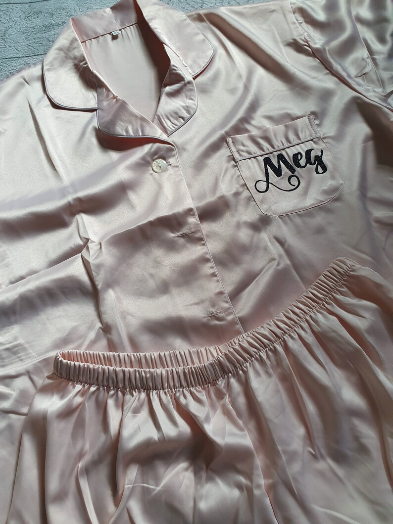 Personalised satin pyjamas bridesmaid pyjamas silk pyjamas | Etsy