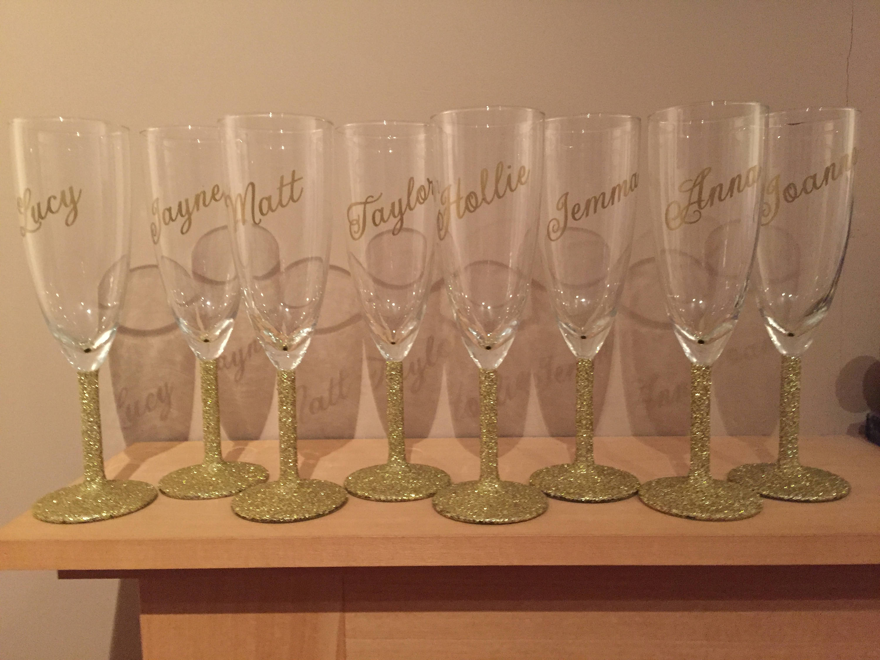 Personalised glitter champagne flutes champagne glasses | Etsy