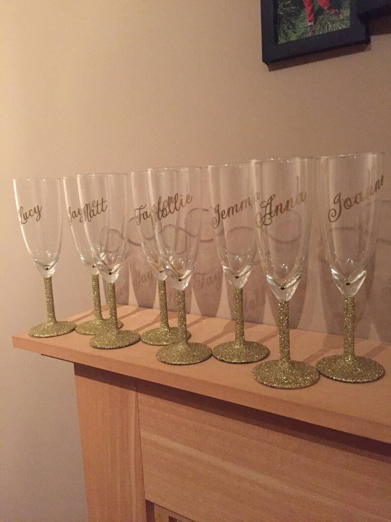 Personalised Glitter Champagne Flutes Champagne Glasses - Etsy