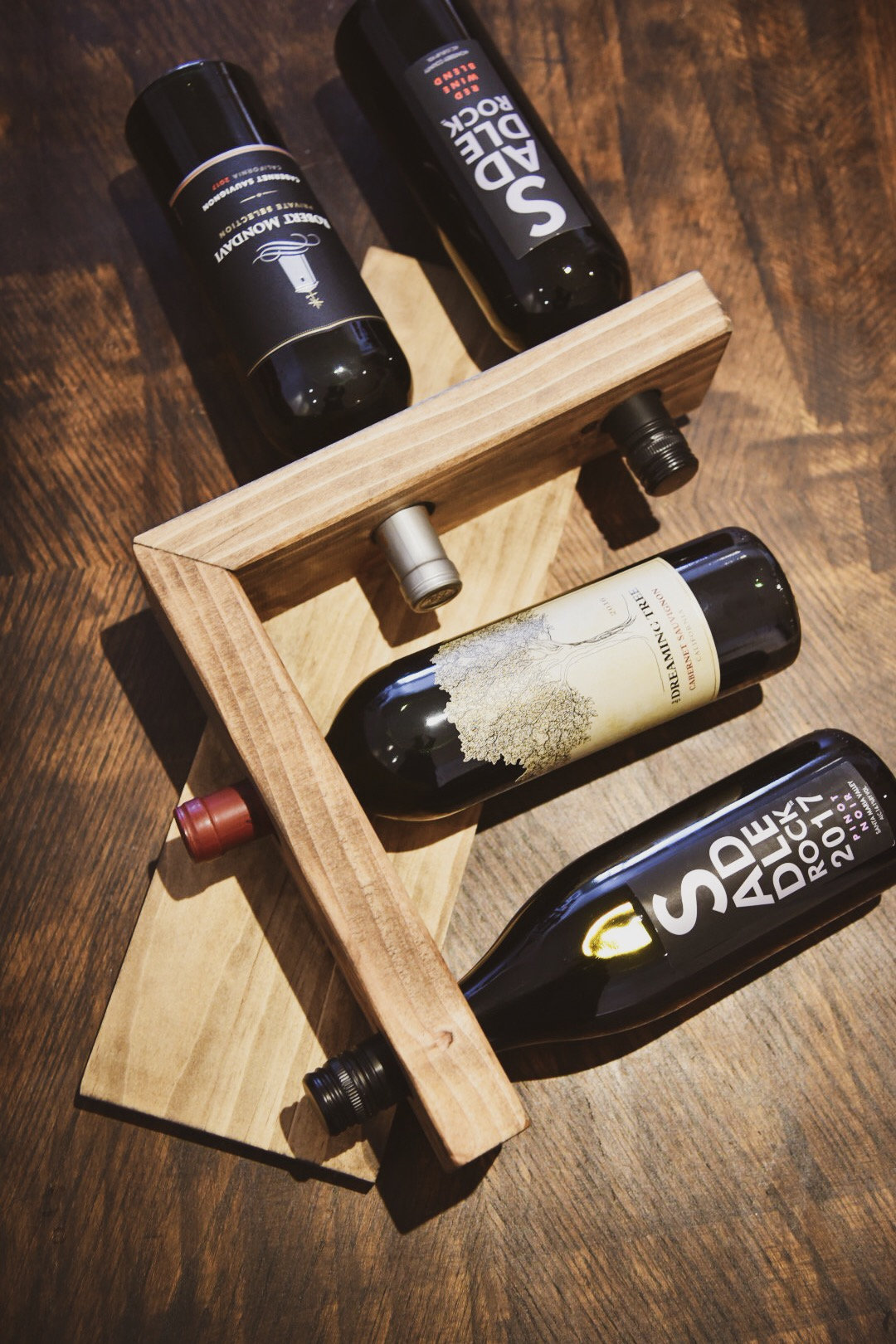 Wood Wine Bottle Rack Dark Natural Wood - Etsy