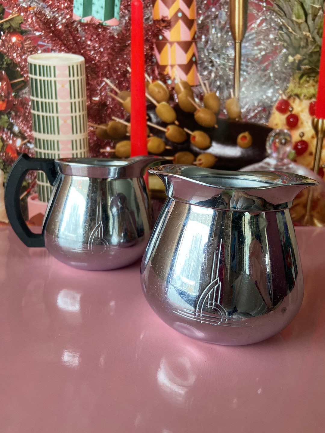 Sunbeam Aluminum Cream and Sugar Mid Century 1950s Kitchen Chrome Art ...