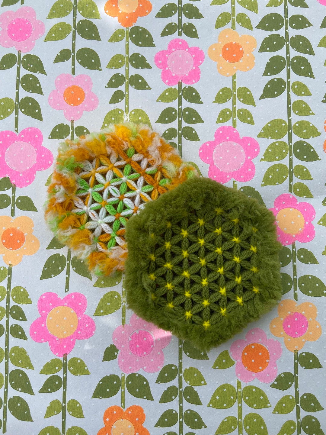 Handmade Vintage Woven Loom Trivet Yarn Avocado Green Hand Woven Lap ...