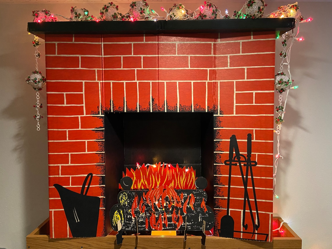1960s Toymaster Kitsch Cardboard Fireplace Vintage Christmas Decor ...