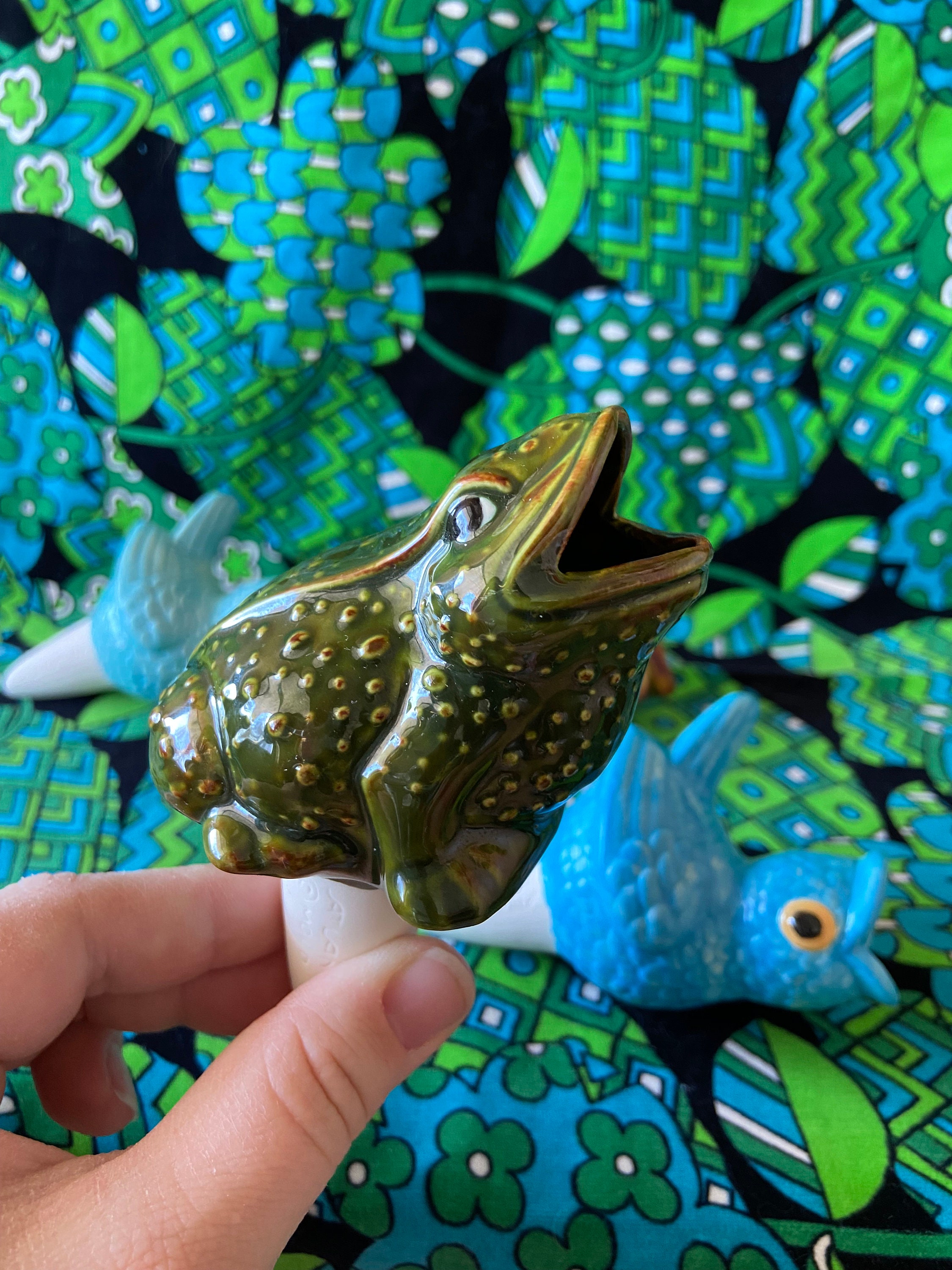 Choose From Owl, Frog, Blue Bird Atlantic Mold Ceramic Plant Spike ...