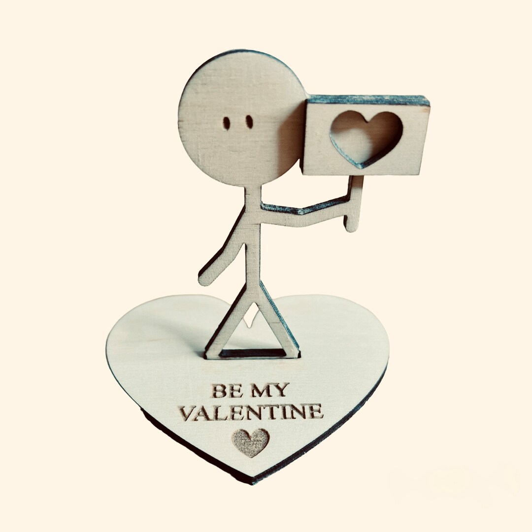 Be My Valentine Stick Figure Pop up Card, Wooden Card - Etsy