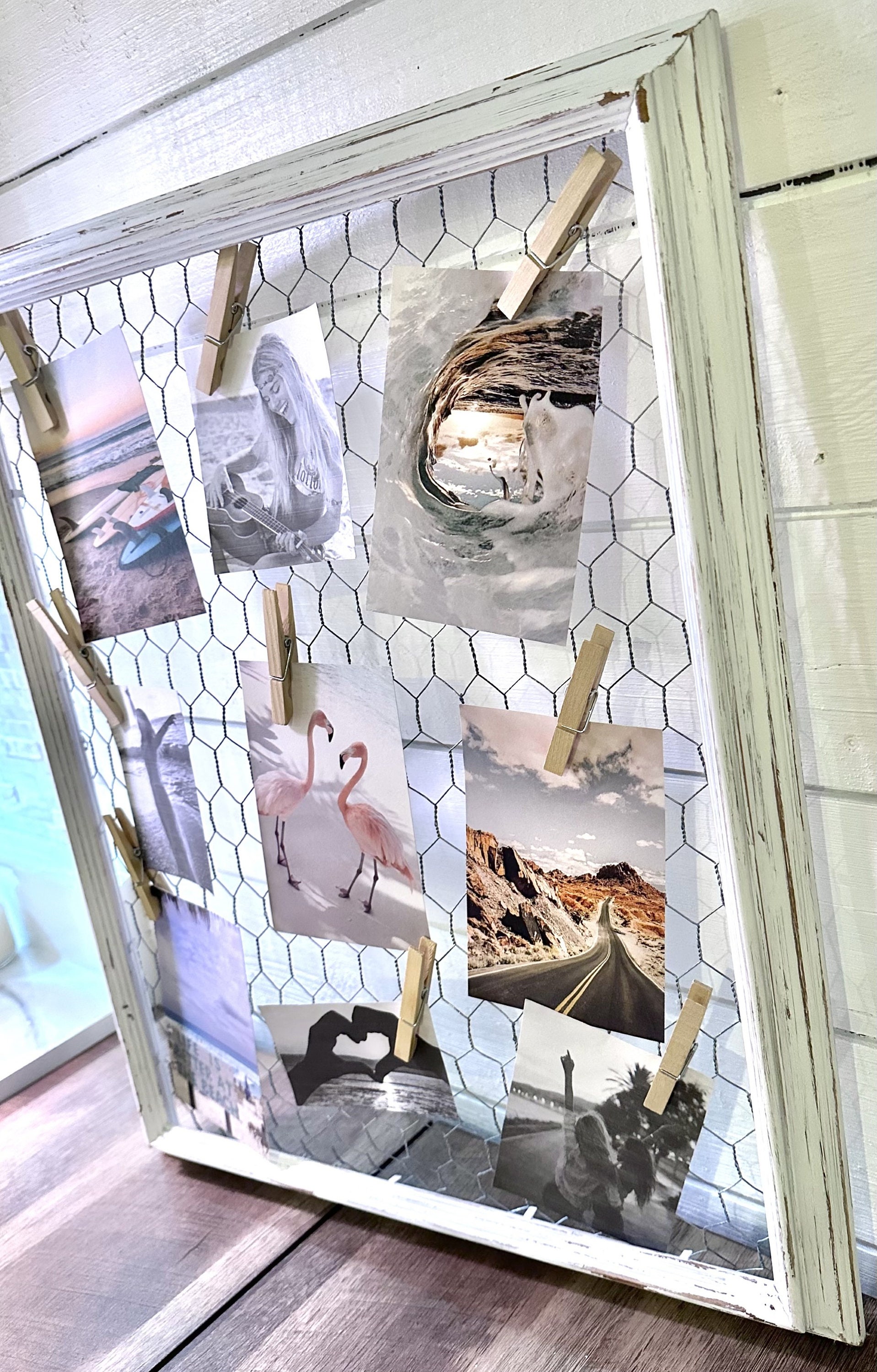 Distressed Chicken Wire Farmhouse Message/display Board, Vintage Wood ...