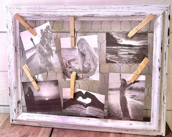 Distressed Chicken Wire Farmhouse Message/display Board, Vintage Wood ...