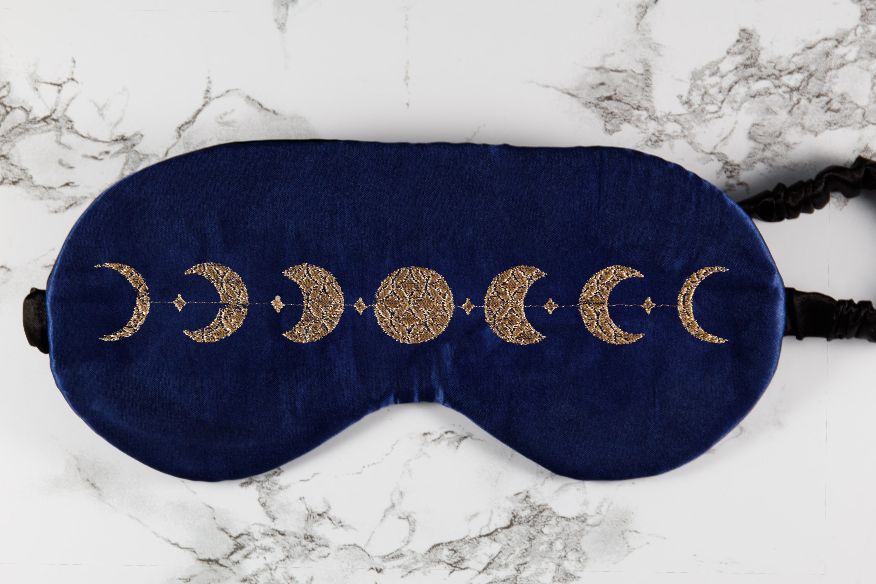 Celestial Moon Phases Sleep Mask: Night Sky Hand Embroidered Satin Eye ...