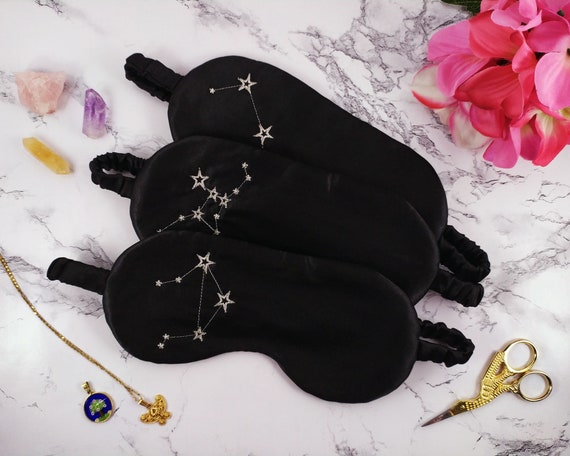 Zodiac Signs Embroidered Satin Sleep Mask | Etsy