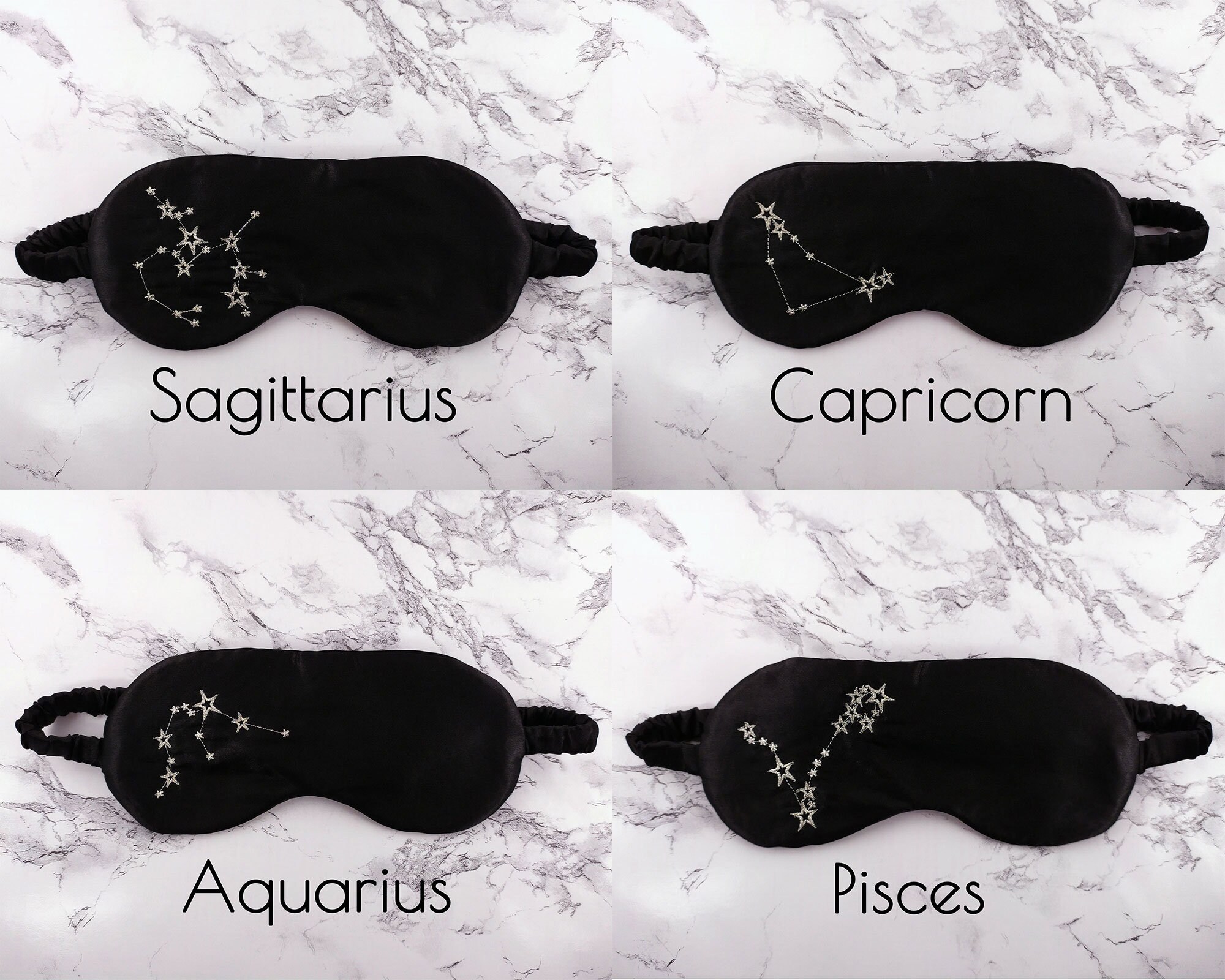 Zodiac Signs Embroidered Satin Sleep Mask - Etsy