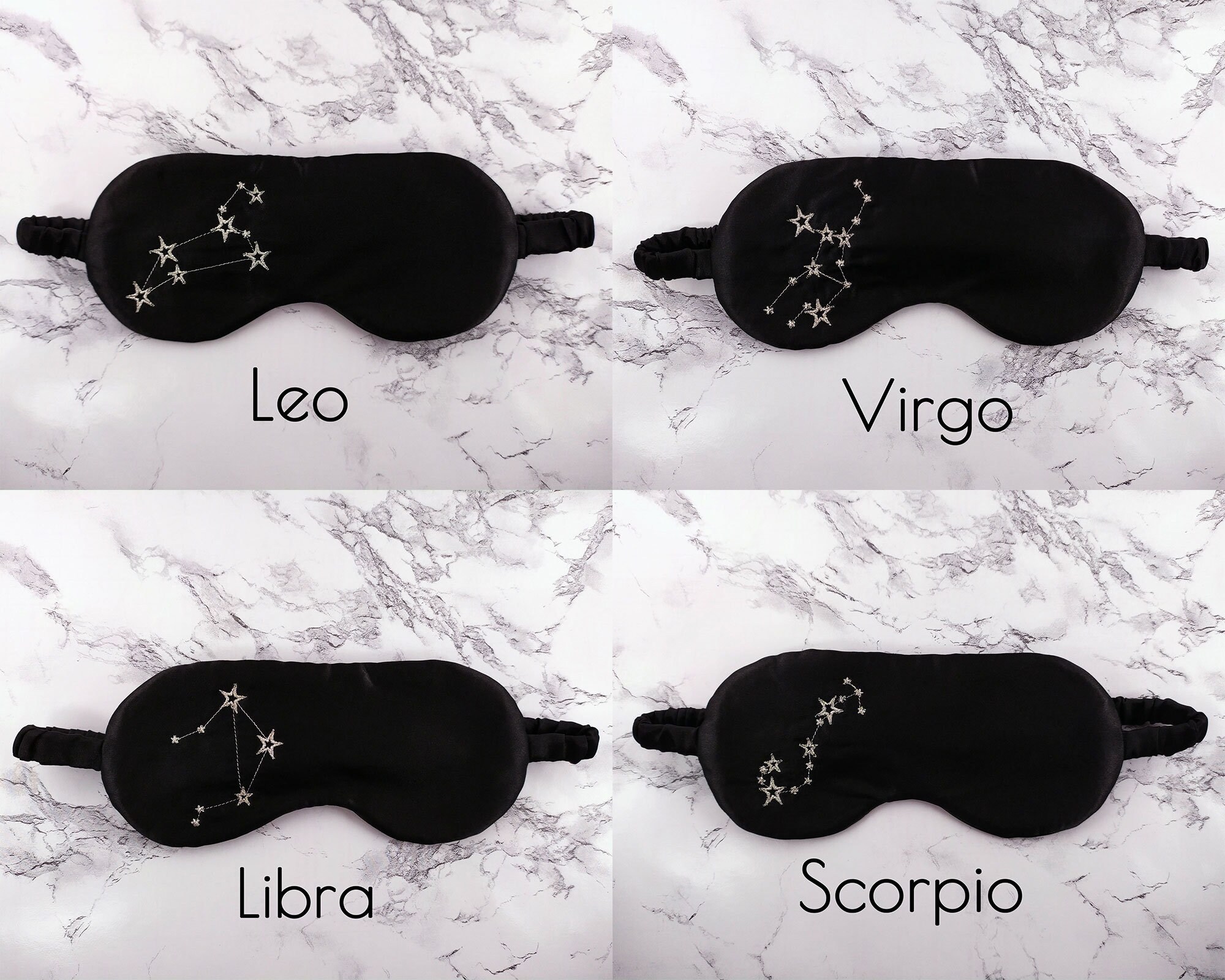 Zodiac Signs Embroidered Satin Sleep Mask | Etsy