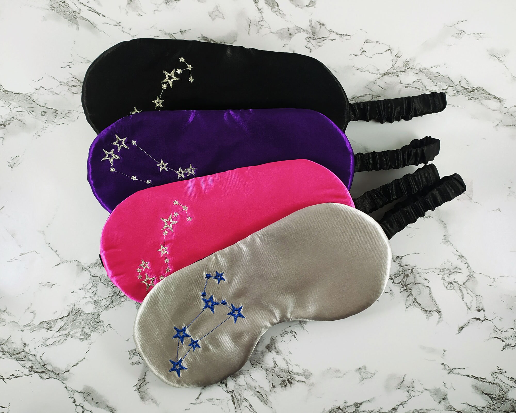 Zodiac Signs Embroidered Satin Sleep Mask | Etsy