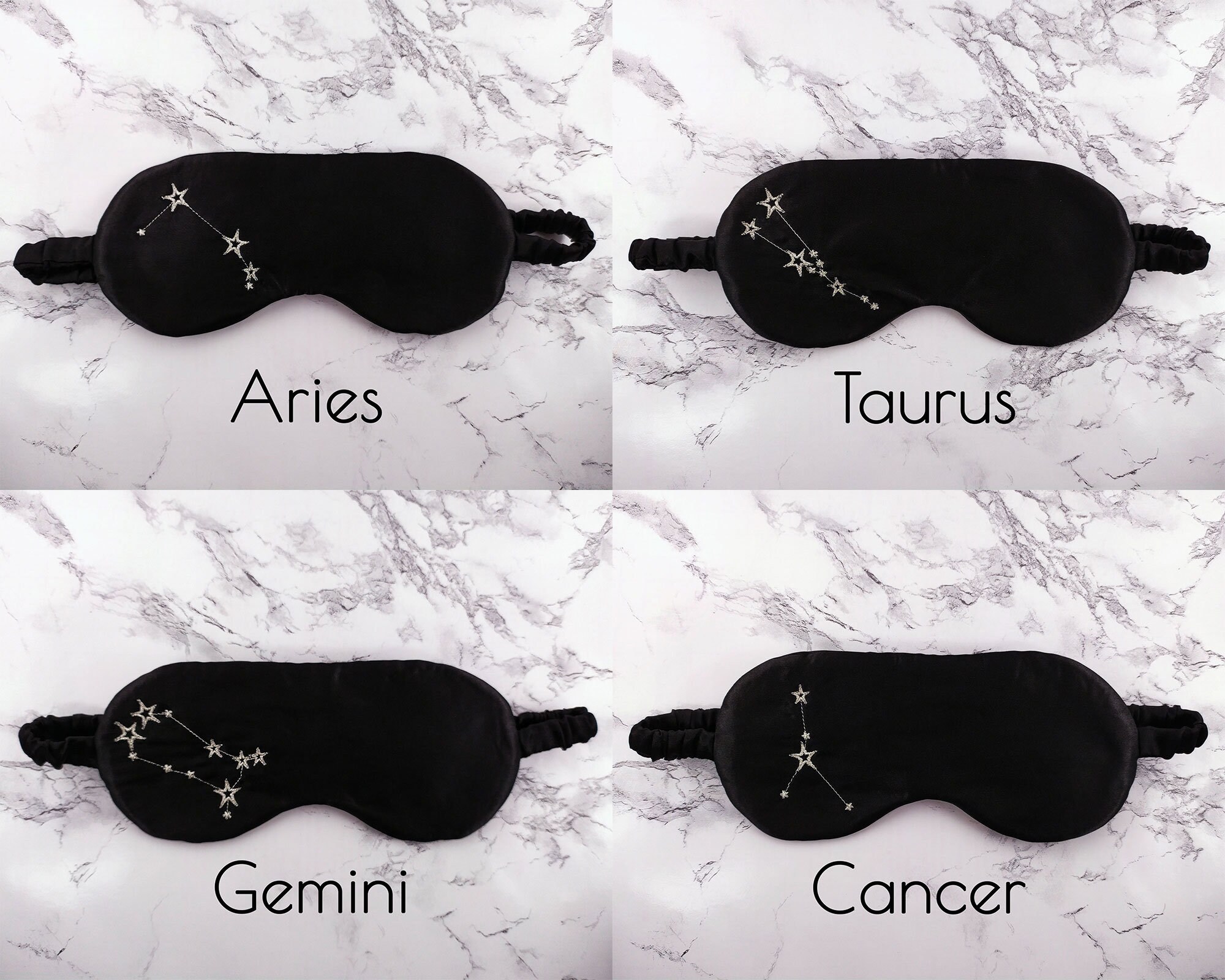 Zodiac Signs Embroidered Satin Sleep Mask - Etsy