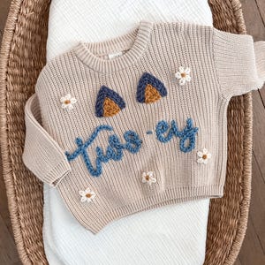 Hand Embroidered Birthday Sweater: "two-ey" Theme Knit Top - Etsy