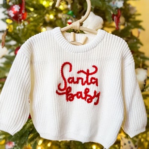 Hand Embroidered Knit Sweater- Santa Baby. Toddler/baby Christmas ...