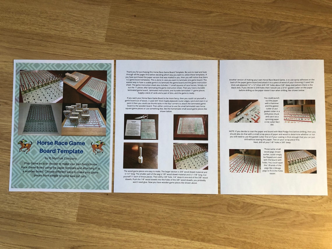 Horse Race Board Game Template - Etsy