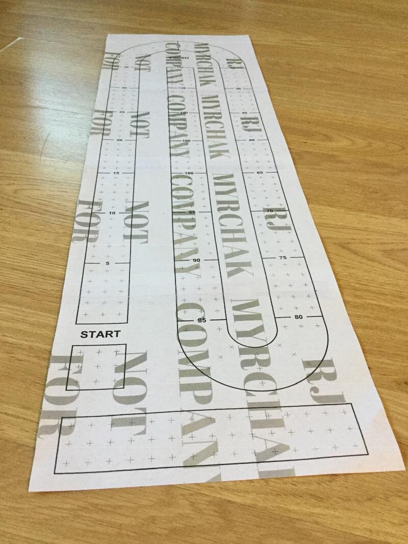 Large Cribbage Board Hole Pattern Paper Template Digital Download 7-1/4 ...